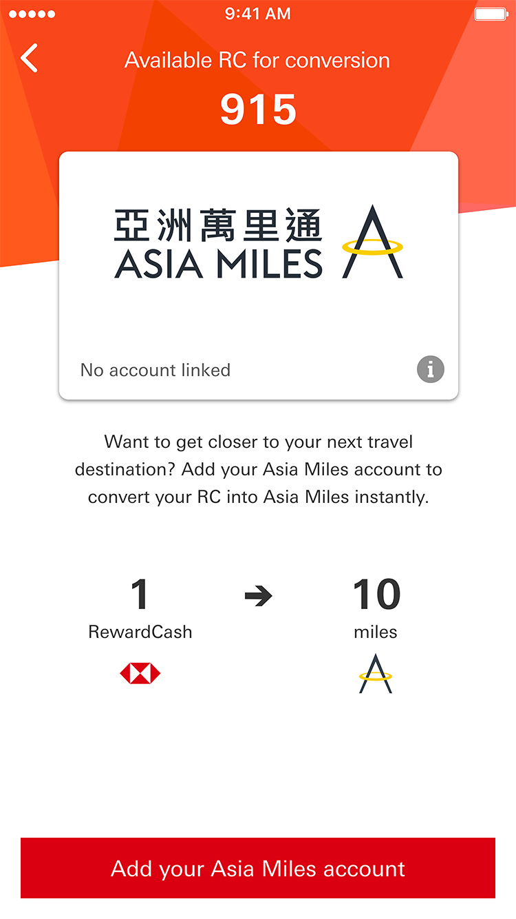 Redeem Miles on HSBC Reward+ - Feature - Add your mileage accounts