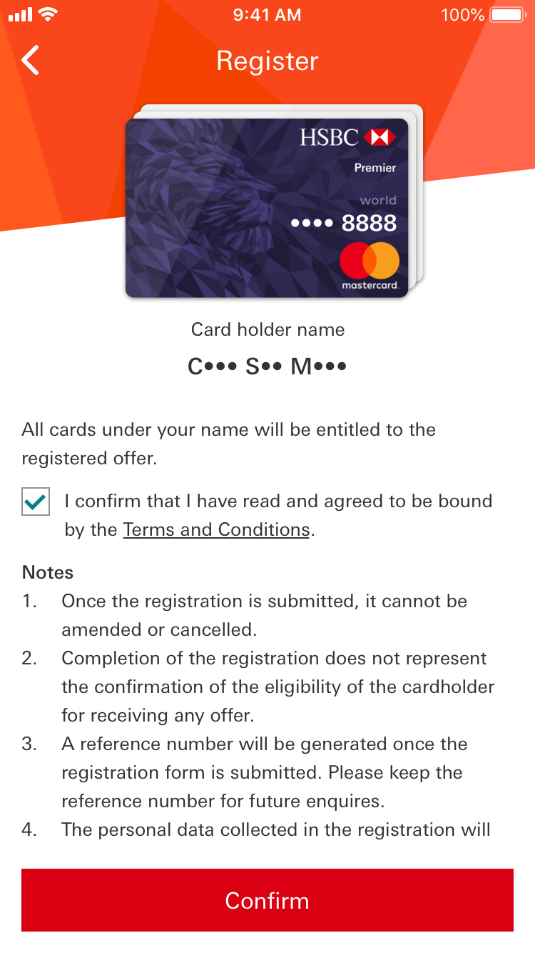 HSBC Reward+ App - Feature - Register and save your favourite offers