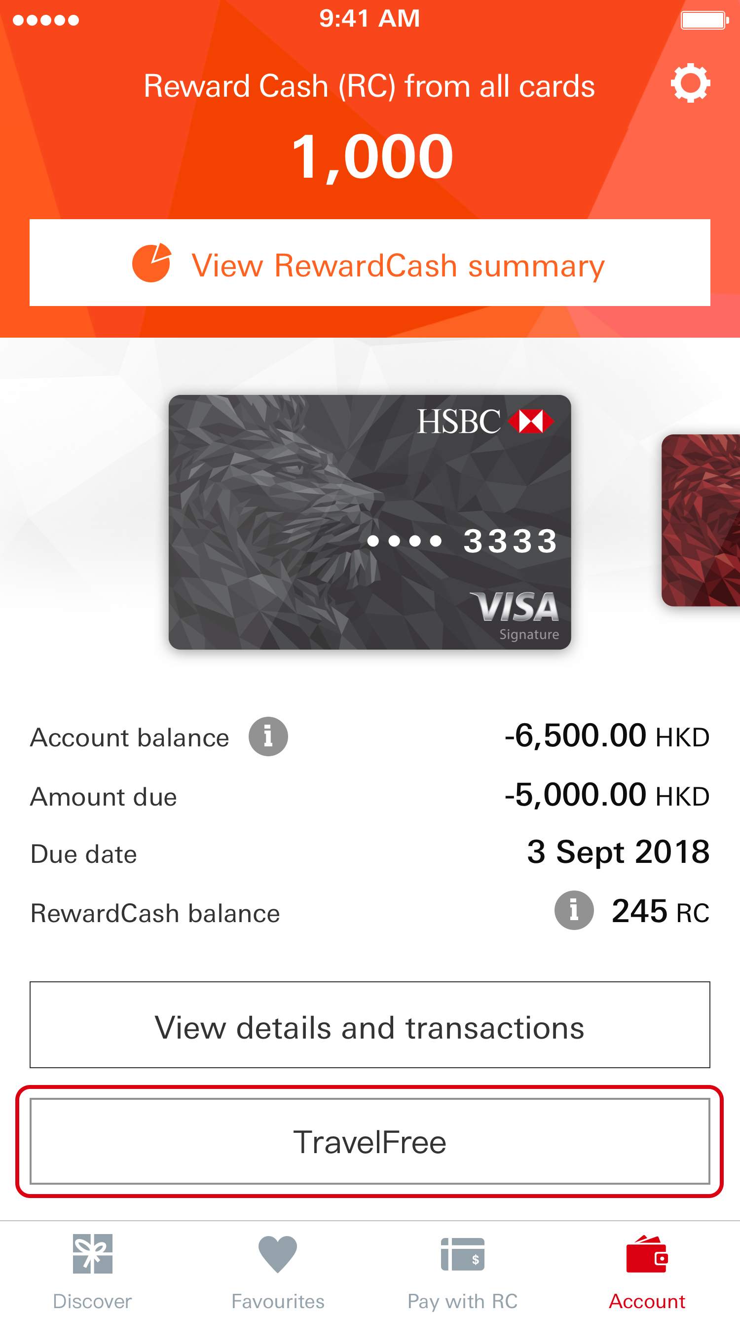 HSBC Reward+ App - Feature - Set up a Travel Plan